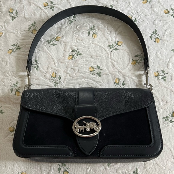 Coach | Bags | Coach Navy Leather Shoulder Bag | Poshmark